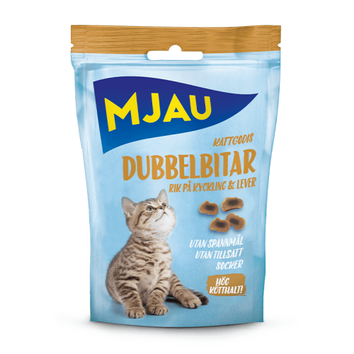 Mjau Dubbelbitar rik på kyckling & lever - Mjau